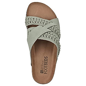 WHITE MOUNTAIN Women's Harding Footbed Sandal, Sage Green/Suede, 9 M