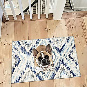 Lanffia Modern Geometric Area Rug - 2x3 Small Entryway Rug Doormat Faux Wool Non-Slip Washable Low-Pile Throw Carpet for Bathroom Kitchen Laundry Room Decor, Pink