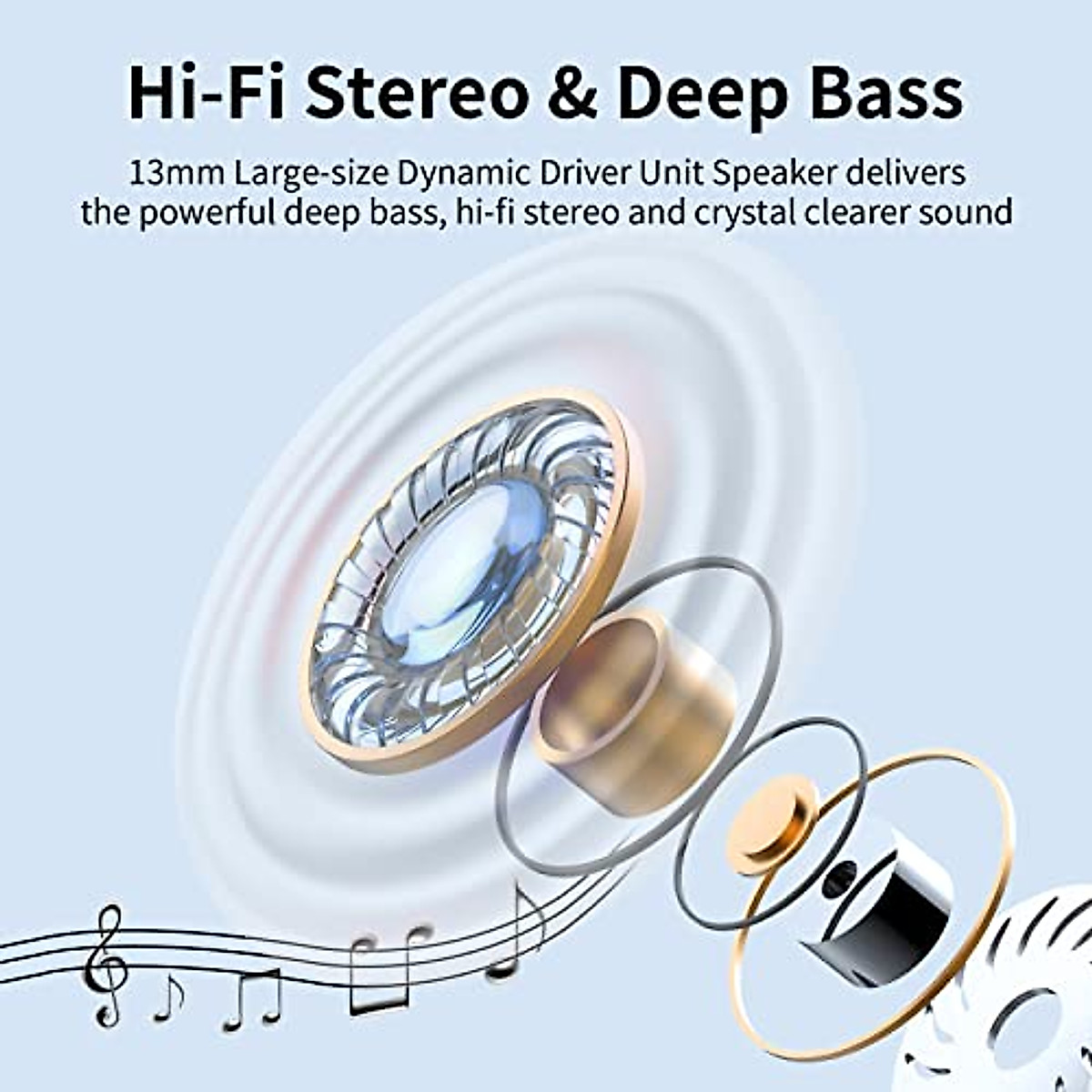 Wireless Earbud, Bluetooth 5.3 Headphones Deep Bass Stereo Bluetooth Earbud with HD Mic, Wireless Headphones in Ear Dual LED Display, IP7 Waterproof, USB-C Charging Case, 40H Playtime Ear Buds [2022]