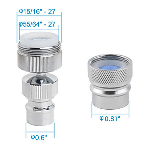 Hibbent 2 PACK Dishwasher Faucet Adapter, Dishwasher Snap Adapter Connection, One with Swivel Ball Joint and The Other One with Faucet Aerator, 15/16-27Male Outside and 55/64-27Female Inside, Chrome