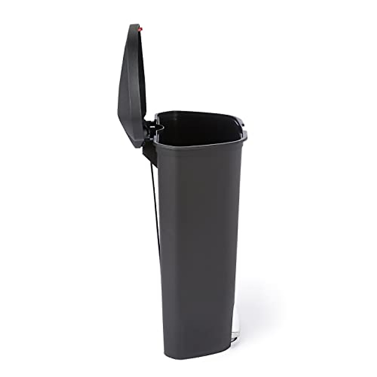 Amazon Basics Tall Kitchen Plastic Rectangular Trash Can with Steel Pedal, Black, 50 Liters