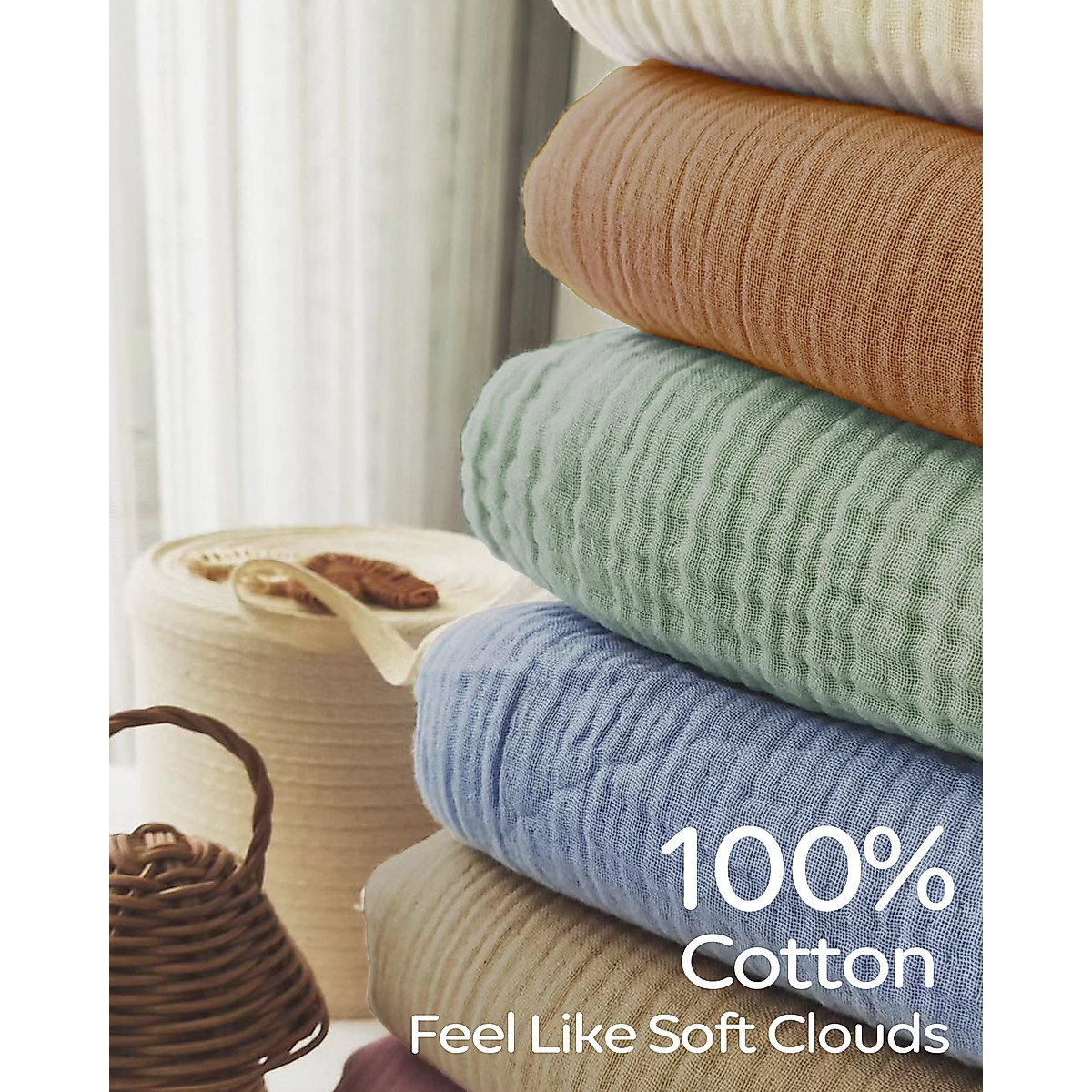 Mom Beebi Muslin Swaddle Blankets, 100% Muslin Cotton Swaddle Blanket for Unisex, 4 Pack Skin-Friendly and Breathable Baby Blankets, 47 x 47 inches - Autumnal Warmth