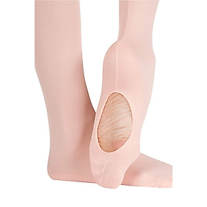 Body Wrappers Children's TotalSTRETCH Mesh Back Seam Convertible Tights (Ballet Pink, 6X-7) - C45