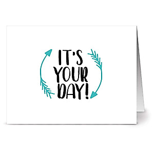 Happy Birthday Cards Bulk Assortment – 72 Pack – Teal Script Birthday – 6 Unique Designs – AQUA BLUE ENVELOPES INCLUDED – Birthday Greeting Cards – Glossy Cover Blank Inside – By Note Card Café