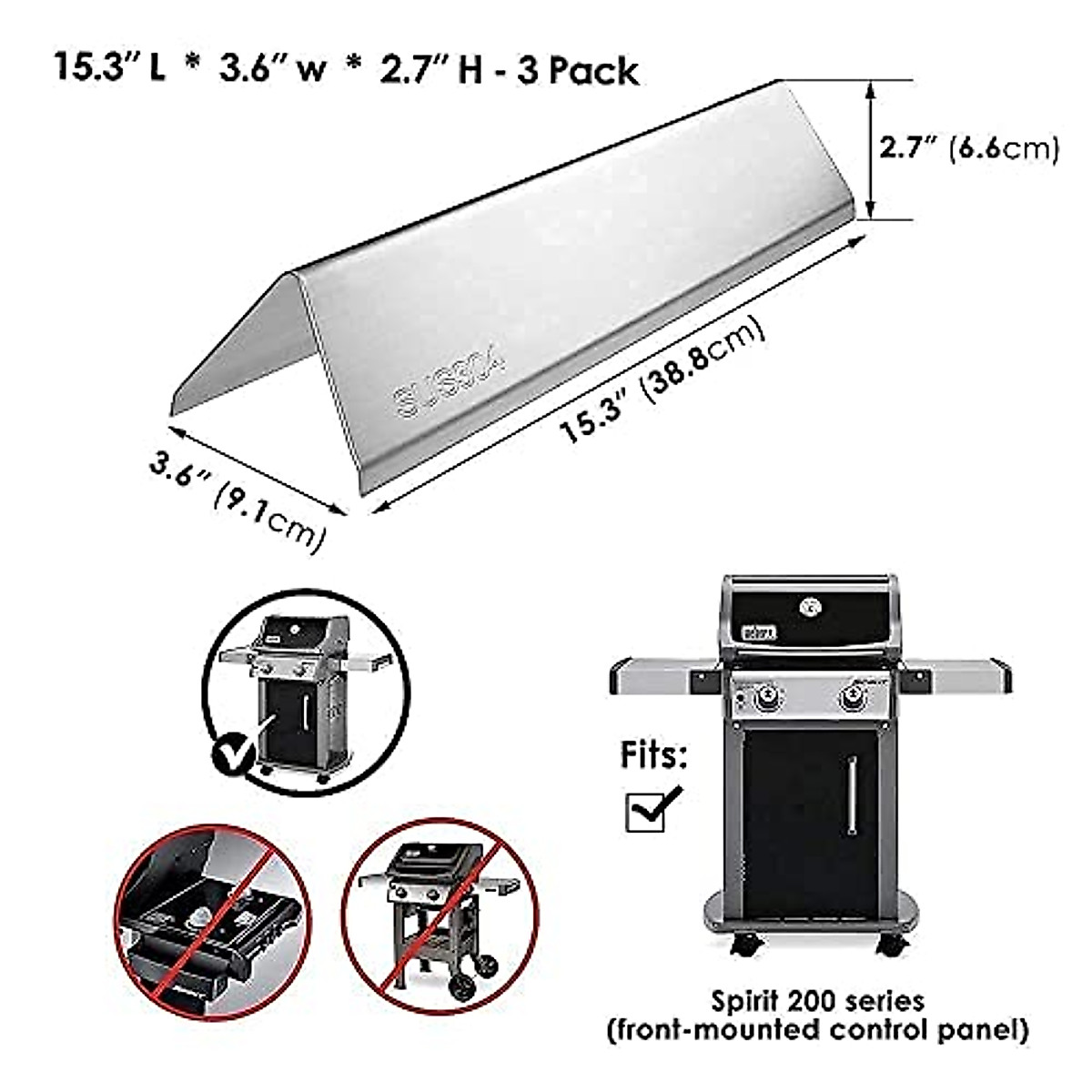 Hisencn Gas Grill Burner Tubes, Flavor Bars Replacement for Weber Spirit 200, Spirit E-210, E-220, Spirit S-210, S-220 Series Gas Grills with Up Front Controls (Model Years 20), 69785, 7635