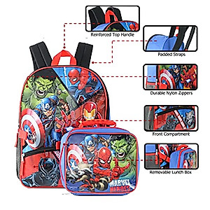 Marvel Avengers Backpack with Lunch Bag (One Size, Heroes)