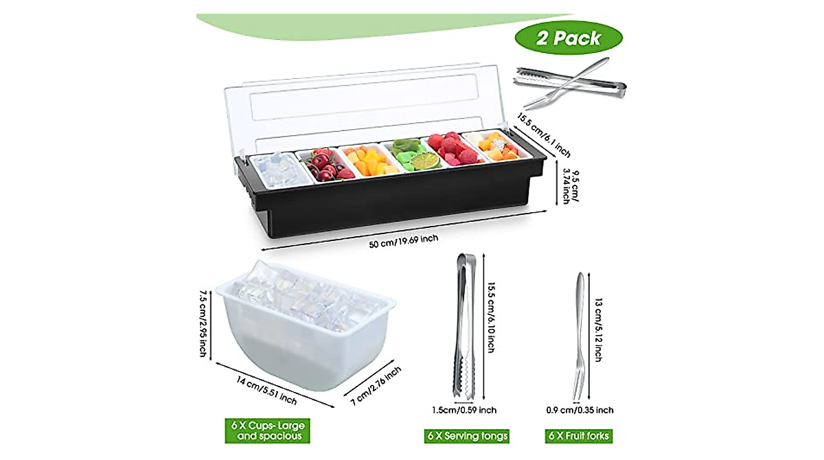 Ice Cooled Garnish Tray Set - Keep Food Fresh for Parties & Outdoors