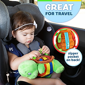 Buckle Toys - Bucky Turtle - Toddler Learning Activity - Develop Motor Skills and Problem Solving - Counting and Color Recognition - Sensory Stuffed Animal Travel Toy