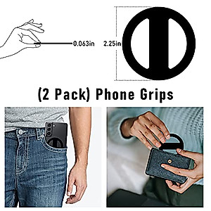 RRETECK Phone Grips,Elastic Silicone Phone Grip Attachable to Magnetic Mount,Ultra-Thin Cell Phone Holder for Hand,Phone Strap with 2 Pack(Black+Black)