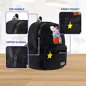 Concept One BT21 LINE FRIENDS Backpack, Plush Mini School Bag, Black, One Size