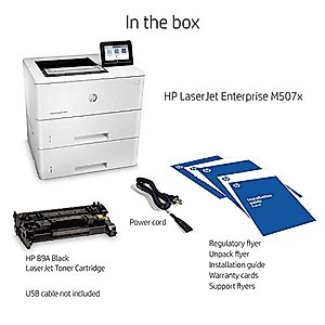 HP LaserJet Enterprise M507x Wireless Monochrome Printer with built-in Ethernet, 2-sided printing & extra paper tray (1PV88A)