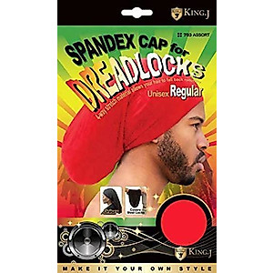King.J Regular Size Unisex Spandex Cap For Dreadlocks, Black, 1 Count