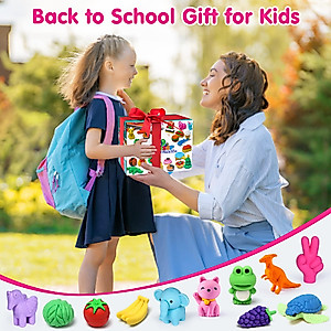 Arscniek 110 Pack Animal Erasers for Kids Bulk, Cute Desk Pets Treasure Box Toys for Classroom Prizes Rewards, Mini Pencil Erasers Take Apart Erasers Back to School Supplies Gift for Boys Girls