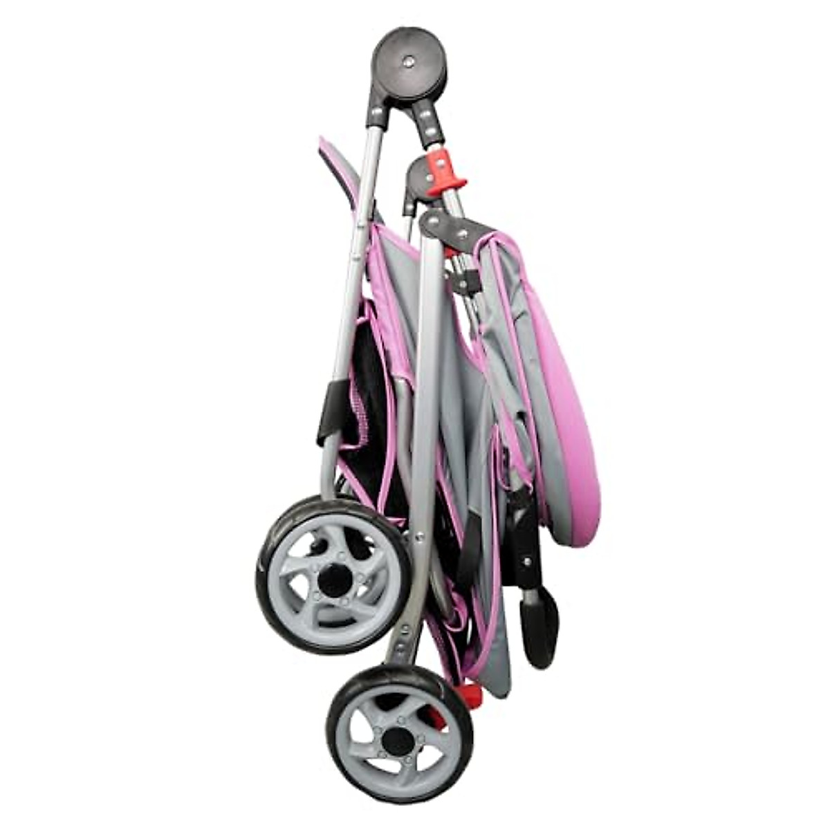 AmorosO Single Stroller - Baby Stroller with Four Wheels - Lightweight Stroller - Convertible Stroller with Extra Storage Space - Foldable Stroller with Sun Protection Hood Cover (Pink/Grey)