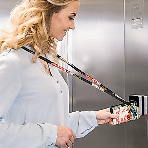 ID Badge Holder with Lanyard Vertical: Flower ID Name Badge Card Holder with Lanyard for ID Badges