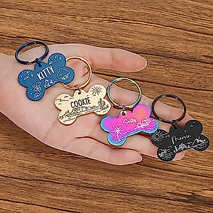 Atdesk Stainless Steel Pet ID Tag, Custom Dog Tag for Pets Engraved Name, Address & Phone Number, Personalized Dog Tags and Cat Tags, Dog ID Tag for Dogs, Dog Bone Tag(S Multi)