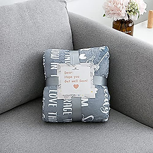 mami home get Well Soon Gift Blanket, Healing Thoughts Positive Energy Comfort Blanket, Flannel Fleece Sherpa Throw Blanket 60x50 (Grey, 60x50)