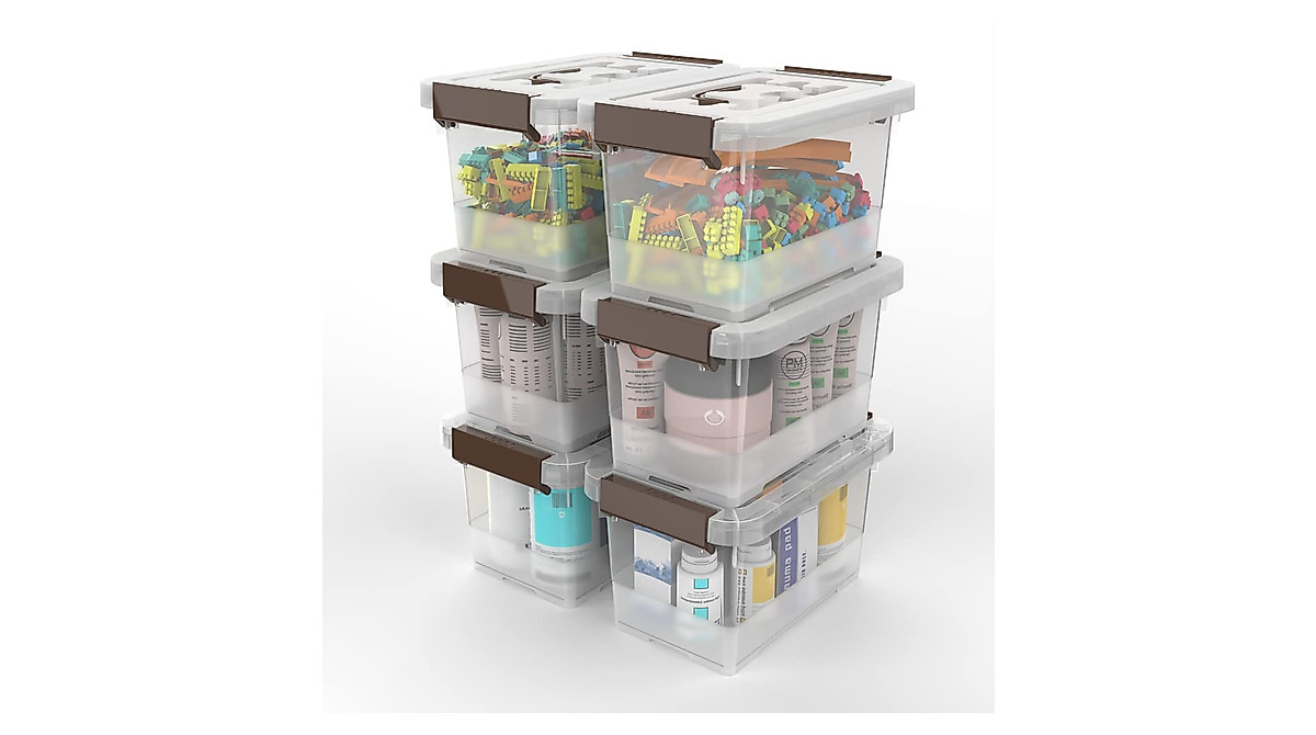 WYT Clear Storage Latch Boxes - 6 Pack for Easy Organization