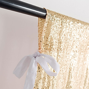 TOAOFY Shiny Champagne Gold Sequin Backdrop Curtains for Wedding Party Decor TAYS145