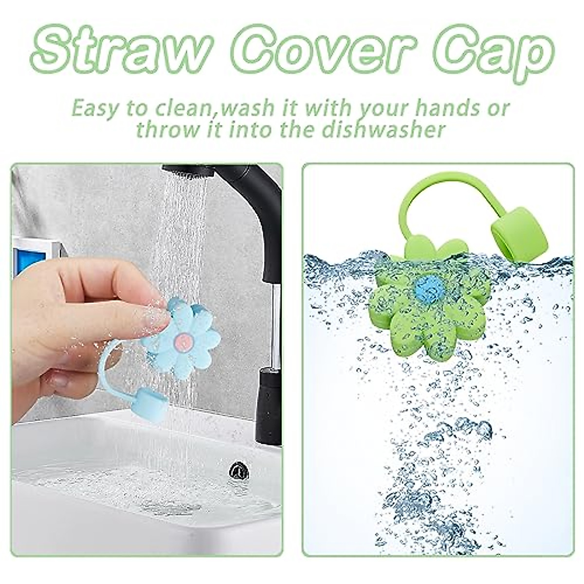 5PCS Straw Cover Cap for Stanley Cup, Flower Straw Topper for Stanley 30&40 Oz Tumbler with Handle, 10mm Silicone Cute Drinking Straw Tip Covers for Christmas Gifts. (5PCS Flower)