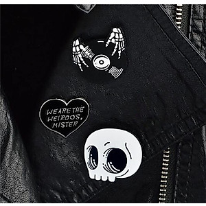 3pcs Enamel Pins Set Skull Disc Halloween Alloy Oil Dripping Brooch We Are The Weirdos Mister Cool Enamel Pins for Jacket Backpack