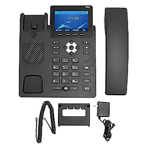 IP Phone for Office Business, VoIP Phone with 3.5 Color Display, Dual Port RJ45 Gigabit Ethernet, 2.4G/5G WiFi, 802.3af PoE, 8 Programmable Buttons, Power Adapter (US Plug)