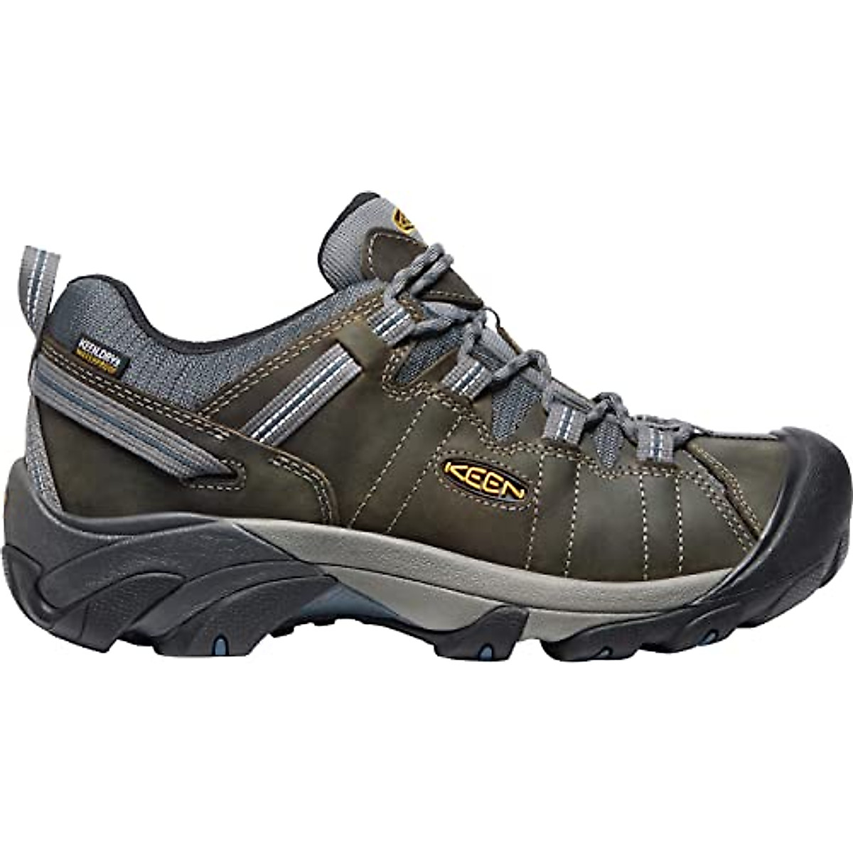 KEEN Men's Targhee 2 Low Height Waterproof Hiking Shoes, Gargoyle/Midnight Navy, 10.5 US