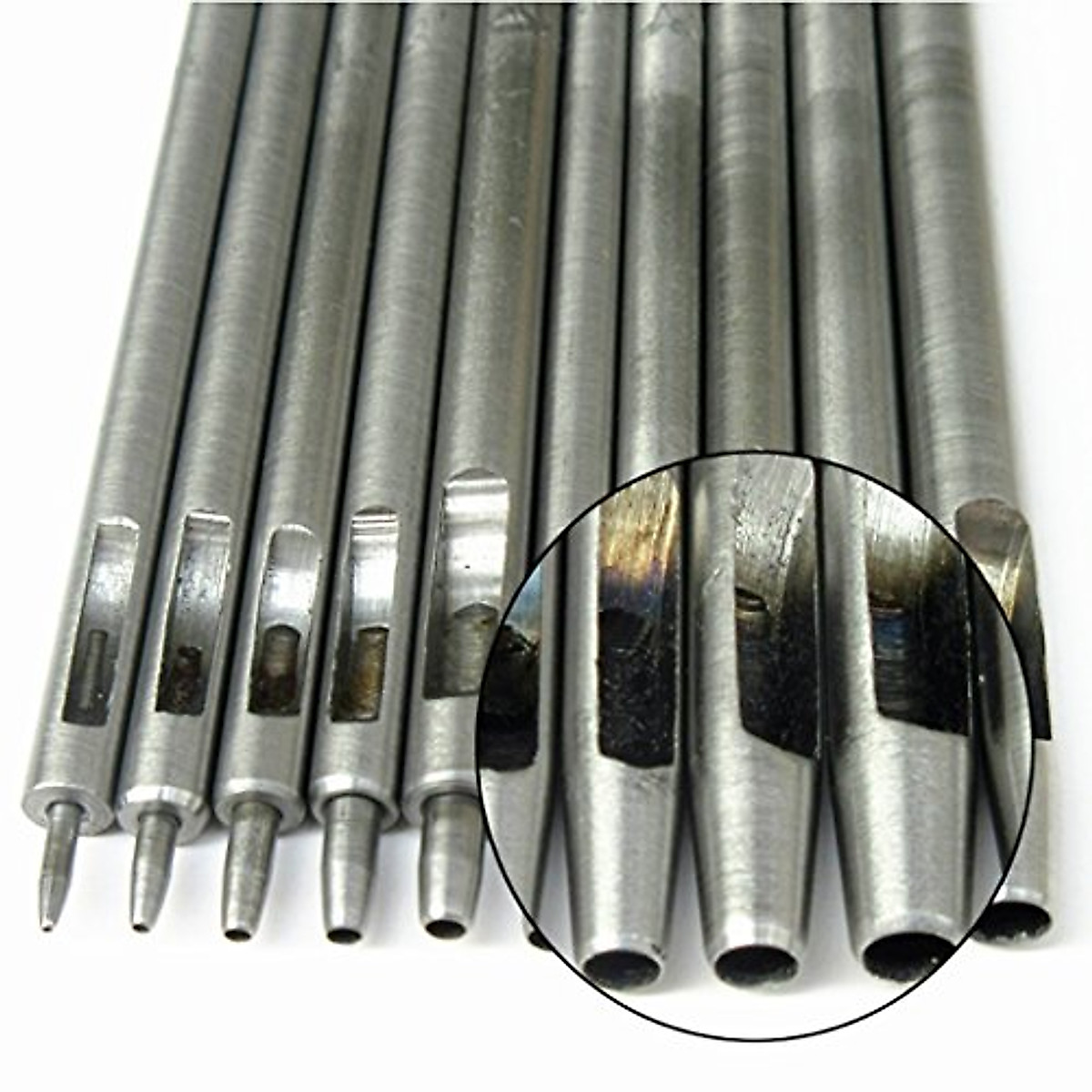 10Pcs Leather Hole Punch Cutter 0.5mm-5mm Leather Working Tools for Leather Watch Bands Belts Canvas Paper Plastics Round Hollow Hole Punch Cutter Tool