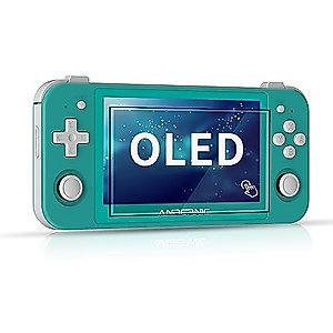 RG505 Retro Handheld Game Console 4.95 inch OLED Touch Screen Android 12 Unisoc Tiger T618 64-bit Video Player Built-in Hall Joyctick Support OTA Update 128G Card 4000+ Games (DXR-RG505-Turquoise)