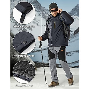 MAGCOMSEN Men Winter Jackets for Men Ski Jacket for Men Waterproof Jacket for Men Winter Coats for Men Rain Jacket Winter Parka Jacket Grey Black