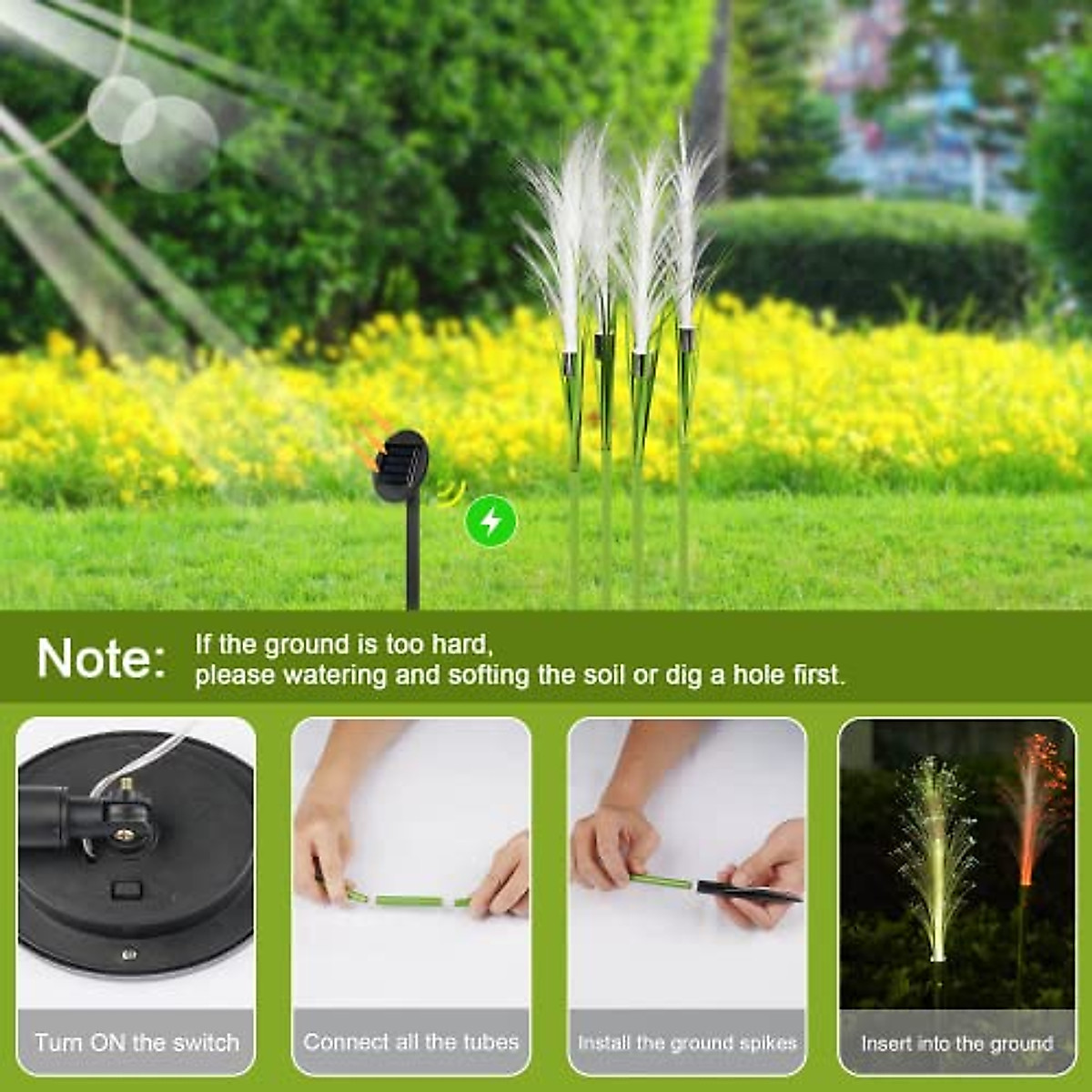 VIODAIM Solar Decorative Garden Flower Lights Outdoor Waterproof 4 Pack ...