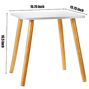yarlung Small Side Table Wooden White End Table, Modern Bedside Table Square Accent Table Nightstand for Small Space, Living Room, Bedroom, Office, Easy Assembly, 15.75 x 15.75 x 16.5 Inches
