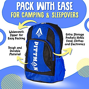 Pittman Outdoors Twin Kid's Air Mattress with Portable Battery Powered Air Pump with Fun Travel Backpack, Blue (PPI-BLU_KIDMAT)