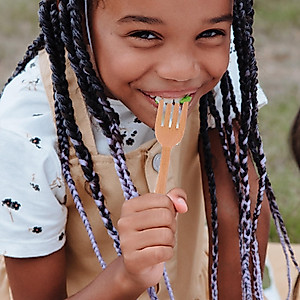 Kichvoe Small Wood Flatware Sets Wooden Spoon Fork Cutter Cutlery Set Salad Forks Camping Dinner Food Utensil Tableware for Boys Girls