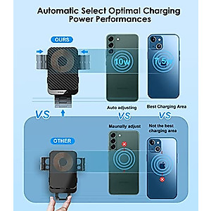 Wireless Car Charger, MOKPR 15W Fast Charging Auto-Clamping Car Charger Phone Mount Air Vent Cell Phone Holder Compatible iPhone 14/13/13 Pro/12 pro/12/11/X/8, Samsung Galaxy S23/S22/S21/S20, etc