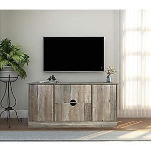 GHQME Sliding Barn Door TV Stand，58 Inch Storage Table，Wood Universal Stand，Living Room Storage Shelves Entertainment Center