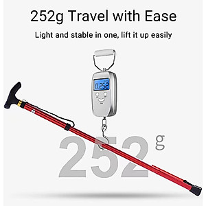Walking Stick/Canes,Foldable, Collapsable Cane Hiking Pole Height Adjustable, Lightweight Anti-Slip for Travel Outdoor Hiking Help Balance for Men and Women Seniors(red)