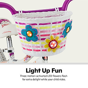 Schwinn Bike Basket for Kids With Light-Up Flowers, Front Handlebar, Bicycle Accessories for Boys and Girls, Fits Most Bikes