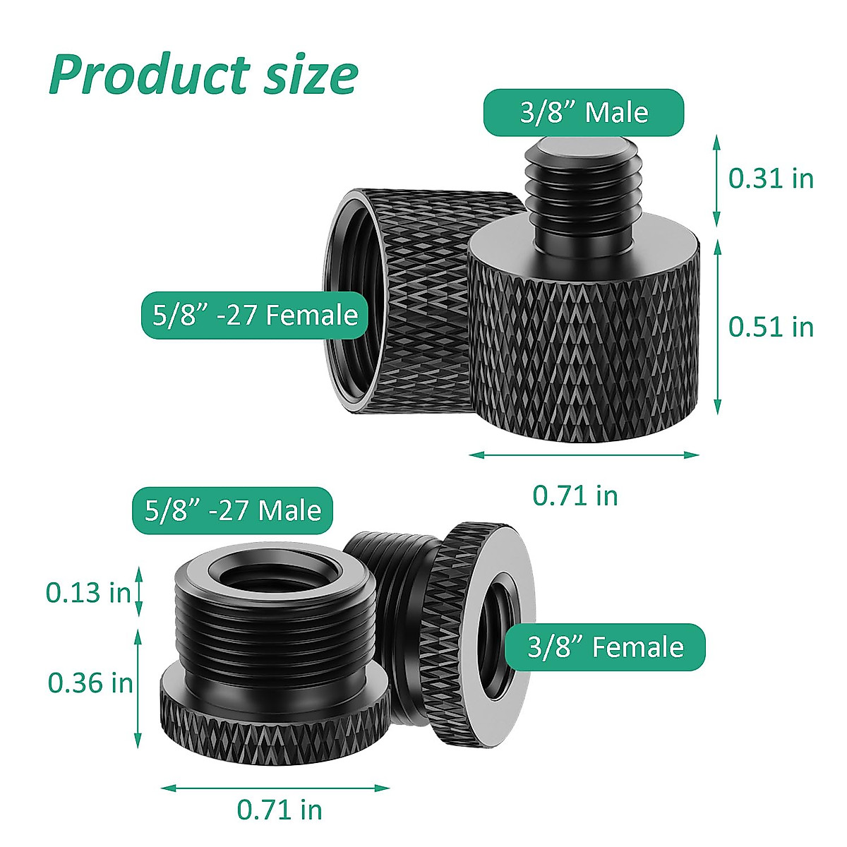 Mic Stand Adapter 5/8 Female to 3/8 Male and 3/8 Female to 5/8 Male Screw Thread Adapter for Tripod Stand Mic Mount ect 8 Pack by Rigych