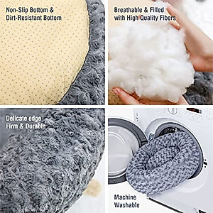 PAWOLOGY Ultra Calming Cuddler Plush Donut Beds, Beanbag Style Ball Bed, Non-Slip Bottom,Washable, for Dogs/Cats/Small Animal, 23 inch, Dark Grey