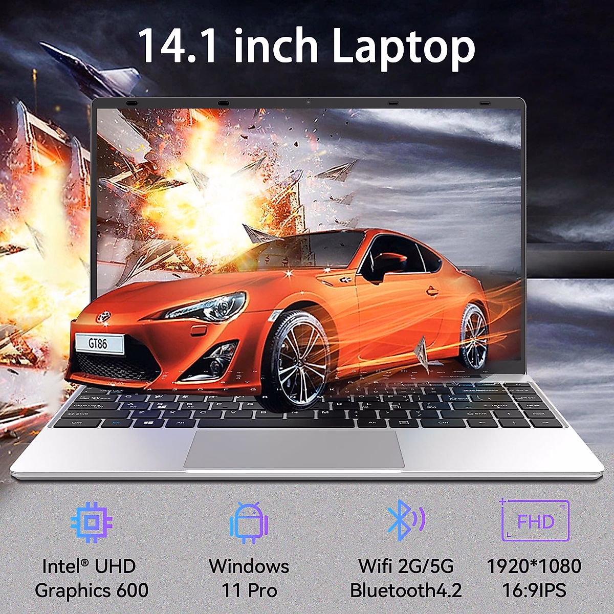 ANTEMPER 14.1 Inch Laptop, Win 11 Laptop Computer, 512GB SSD 8GB RAM, Intel Celeron N4020C, Full HD 1920x1080 Laptops, Mini HDMI, USB3.0, Webcam, TF Card, Type-c, 5000mAh Battery, Silver