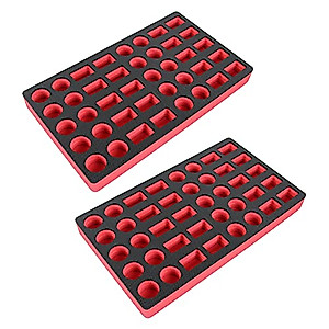 Polar Whale 2 Lotion and Body Spray Stand Organizers Large Tray Red and Black Durable Foam Washable Waterproof Insert for Home Bathroom Bedroom Office 23.25 x 13.5 x 2 Inches 40 Slots 2pc Pair Set