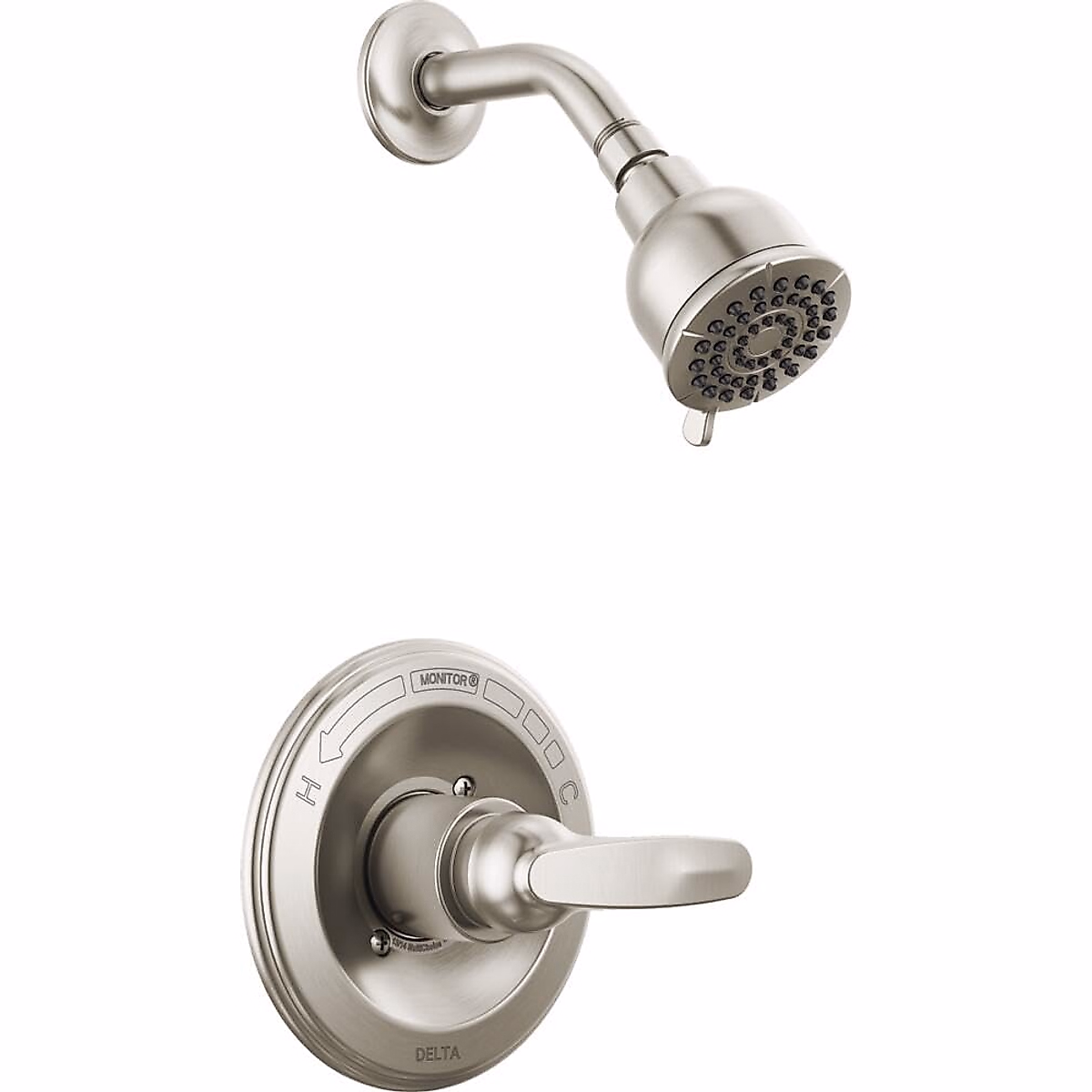 Delta Faucet Foundations Brushed Nickel Shower Faucet Set with 2-Spray Brushed Nickel Shower Head, Shower Trim Kit, Shower Faucet Sets Complete, Stainless BT13210-SS (Valve Not Included)