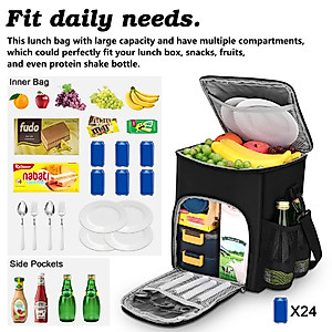 BALORAY Lunch Box for Men Women, Double Deck Insulated Lunch Bag for Adults with Adjustable Shoulder Strap, Reusable Lunch Cooler Bag Tote Bag for Work Office Outdoor Picnic Travel