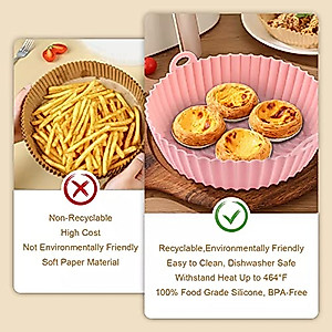 Silicone Air Fryer Basket 2pcs, Air Fryer Silicone Liners for 3-5QT Reusable Air Fryer Liners Silicone - 7.5inch Airfryer Liners, Non Stick Air fryer Accessories