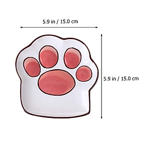 Yardwe Dessert Trays Appetizer Serving Tray 1pc Cat's Claw Cartoon Plate Lunch Plate Ceramics Household Dessert Tray Porcelain Plate