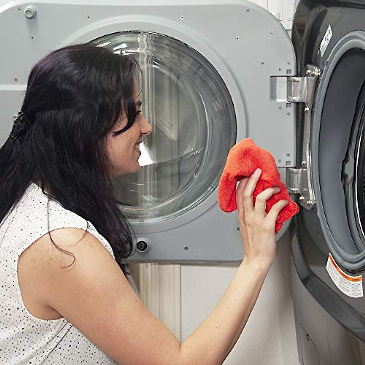 CleanAide Microfiber Cleaning Towels, Reusable Lint-Free and Absorbent Cloth for Kitchen and Car Use, 300GSM, 12 x 12 in. Red, 50-Pack