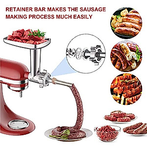 Metal Meat Grinder Attachment for KitchenAid Stand Mixer,Meat Grinder KitchenAid Includes 4 Grinding Plates, 3 Sausage Stuffer Tubes, 2 Grinding Blades, Meat Grinder Attachment by Gvode
