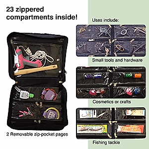 The Beadsmith Crafter’s Tote – 12 x 15 Inches – Carrying Case with Shoulder Strap – Removable Zippered Pocket Pages – Ideal Storage for Arts & Crafts, Travel, Toiletries and Makeup