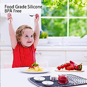 IYYI Silicone Dish Drying Mat Large Draining Mat Foldable Drainer Mat Heat Resistant Dryer Mat Dishwasher Safe Drainboard (L+Gray)